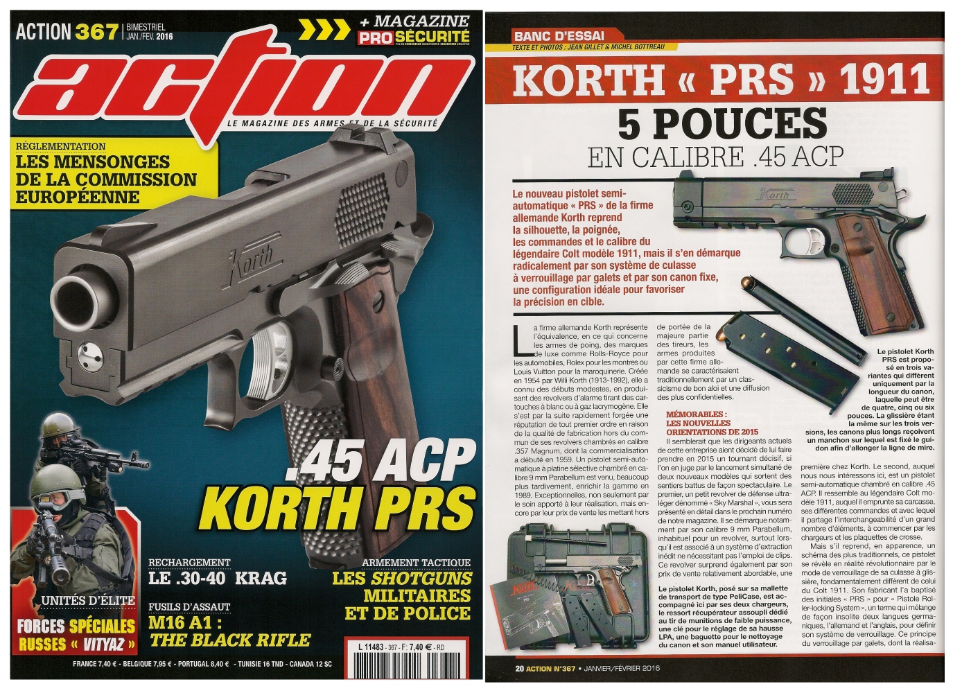 Essai armes | Pistolet Korth « PRS » 1911 (5 pouces) / Calibre .45 ACP