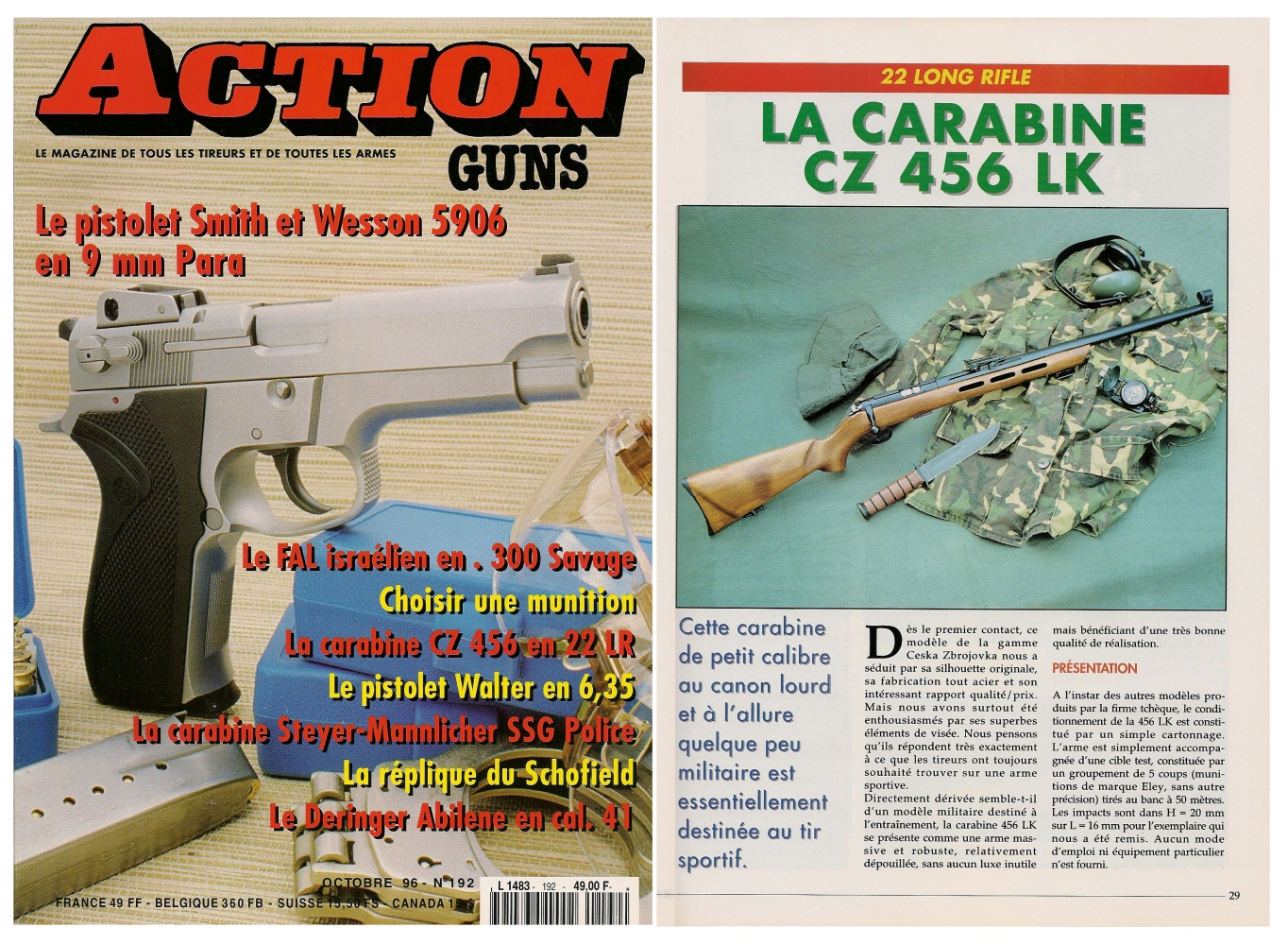 Essai armes | carabine CZ 456 LK « Cible » / Calibre .22 Long Rifle